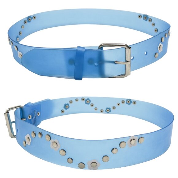 Accessories | Vintage 9s Blue Floral Pvc Plastic Belt | Poshmark